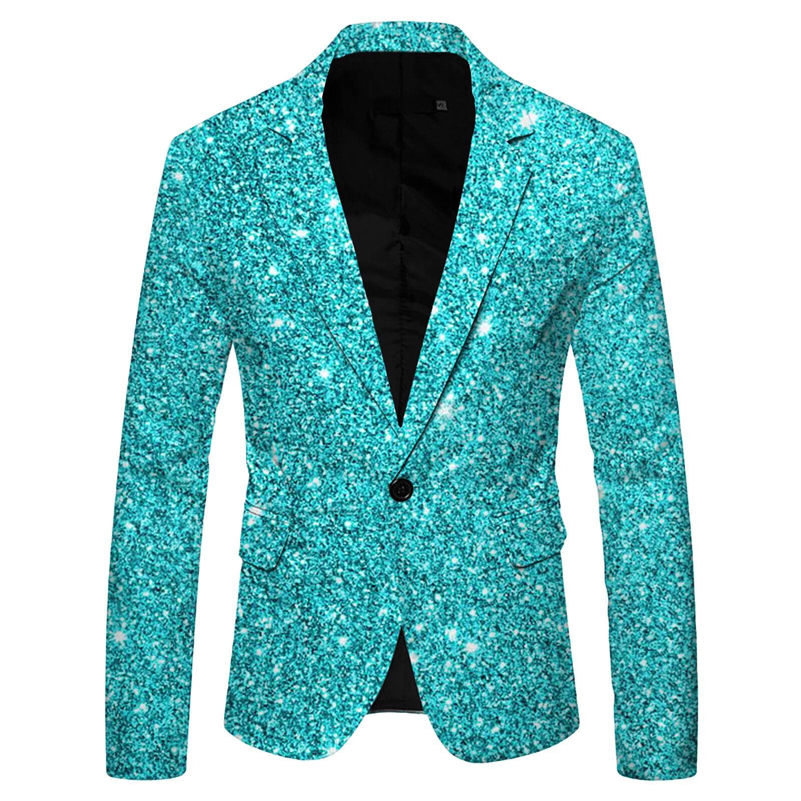 YUIVH Men's Sport Coats & Blazers Linen Suit Sequin Suit Top Printed ...