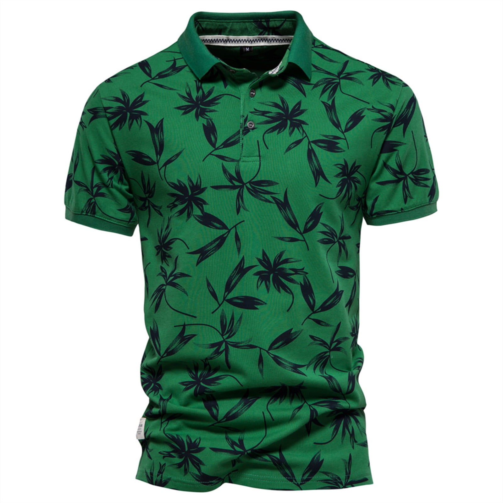 Yuivh Mens Zipper Polo Shirt Casual Tops Summer Lapel Leaf Collar