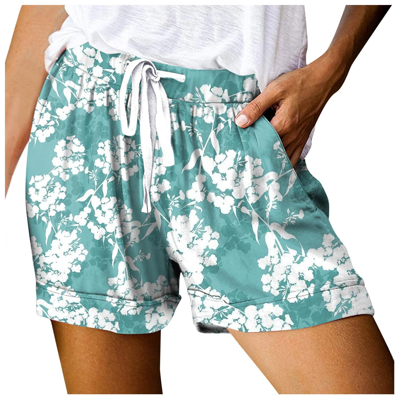 YUIVH Womens Boxer Shorts Drawstring Shorts Summer Elastic Waist Casual ...