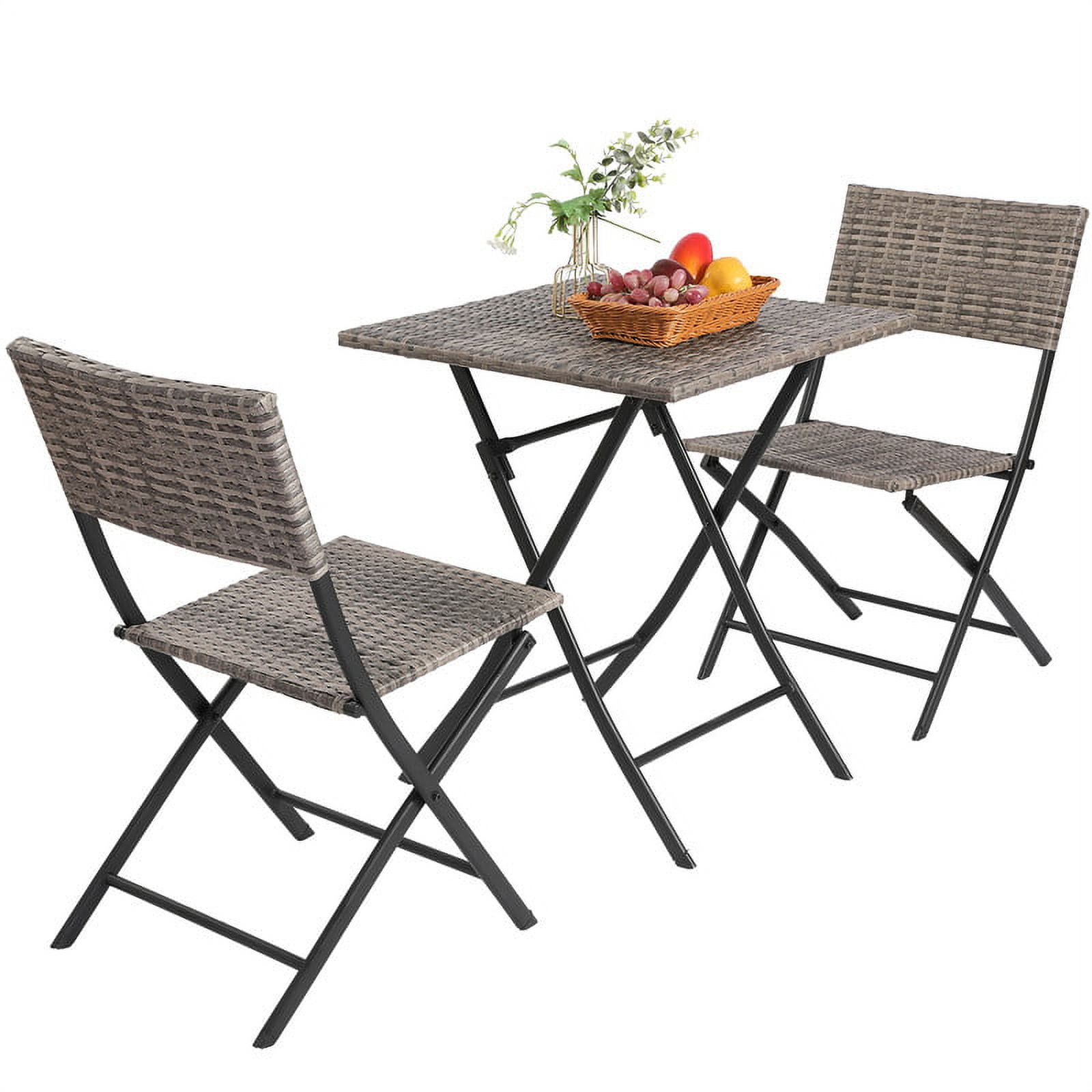 YUKOOL 3 Pcs Folding Patio Bistro Set,Weather Resistant Outdoor Rattan ...