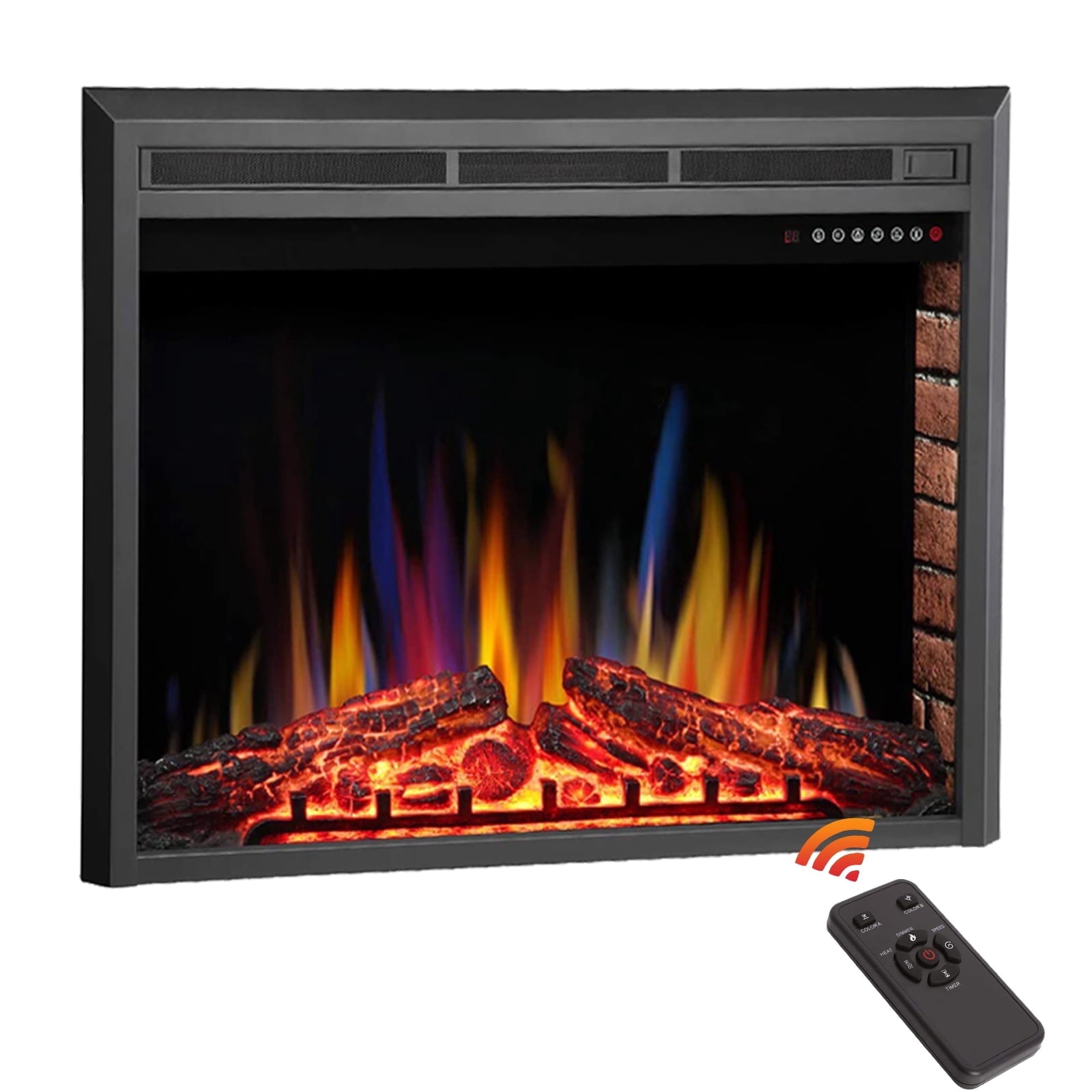 YUKOOL 34" Fireless Electric Fireplace, Semi Flush Mount, Remote ...