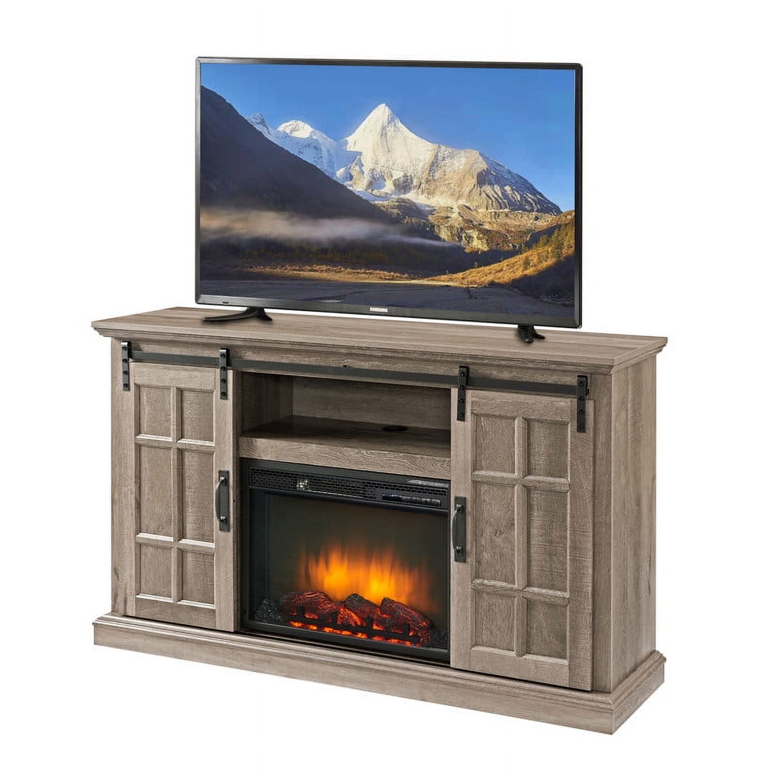 YUKOOL 55" TV Cabinet with 26" Electric Fireplace Core, Suitable for up ...