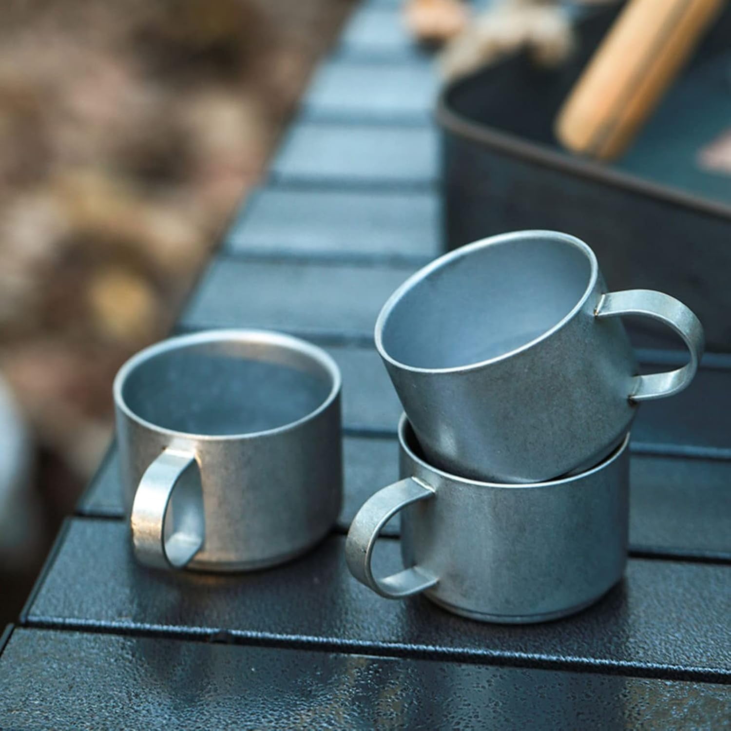 YULAND Coffee Cups Double Layer Anti-Scald Stainless Steel Stackable ...