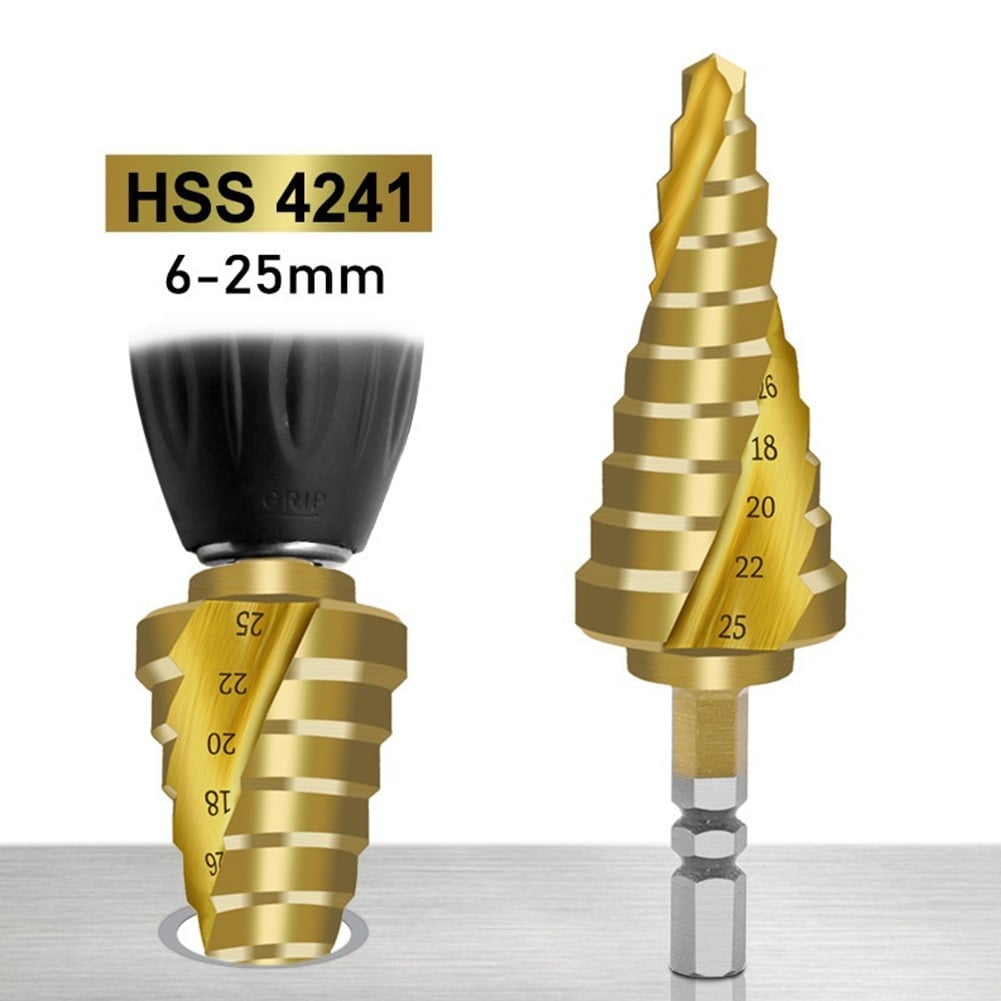 YULIJU 6-25mm HSS Spiral Fluted Step Cone Drill Bit Titanium Carbide Mini Hole Cutter - Walmart.com