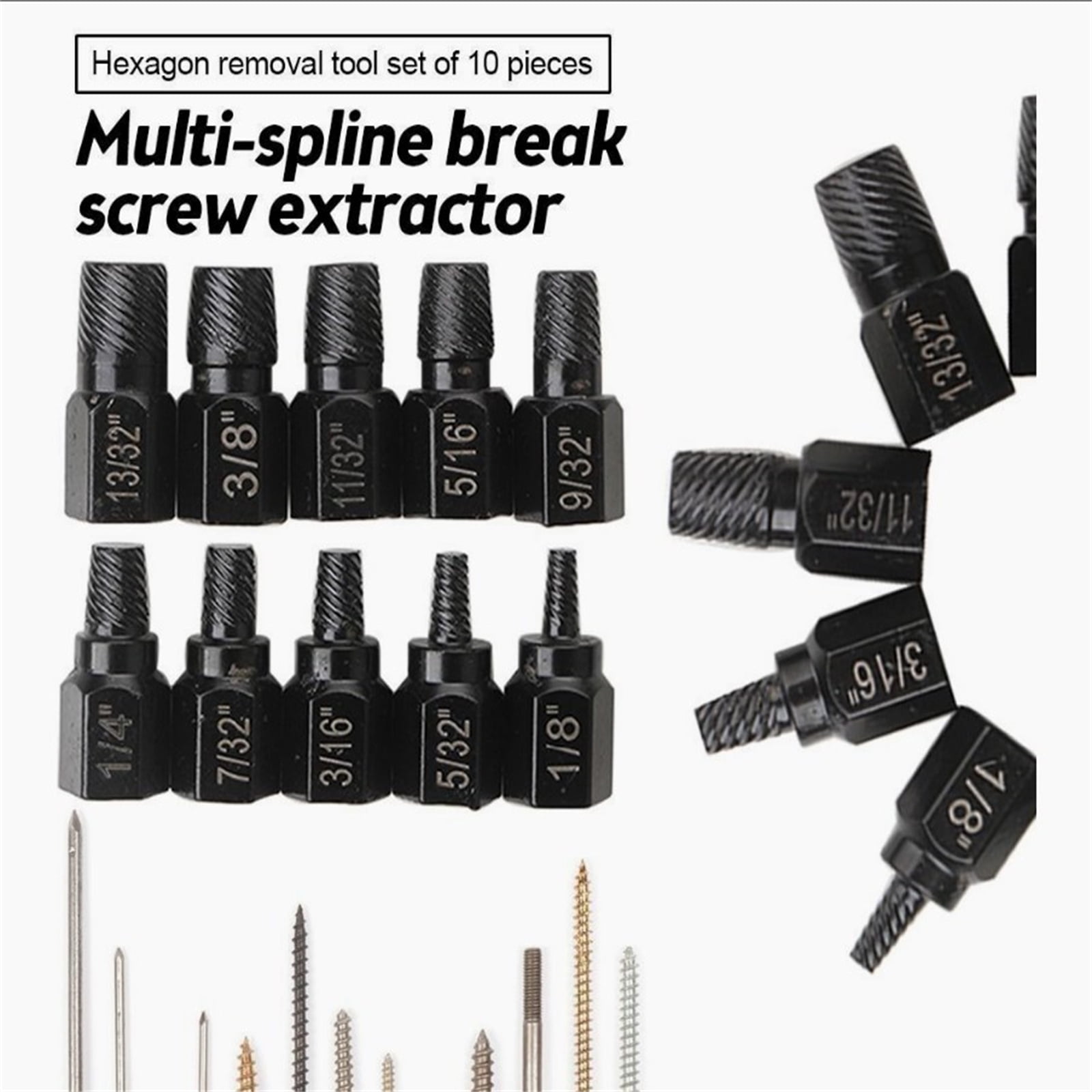 YULIJU Damaged Screw Extractor Set 10pcs Stripped Kit for Broken Bolt ...