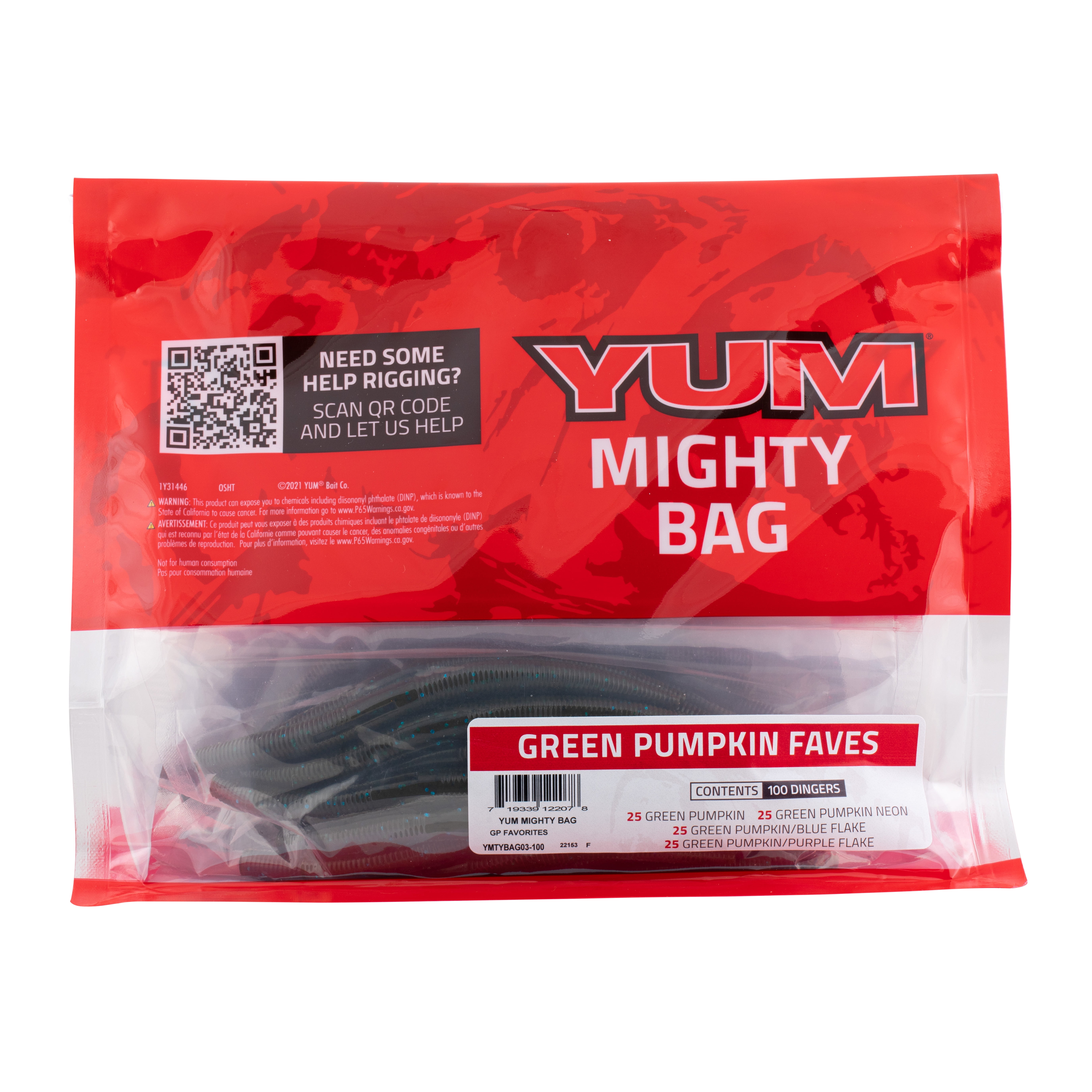 YUM Might Bag 100 Count Green Pumpking Favorites Soft Baits - Walmart.com