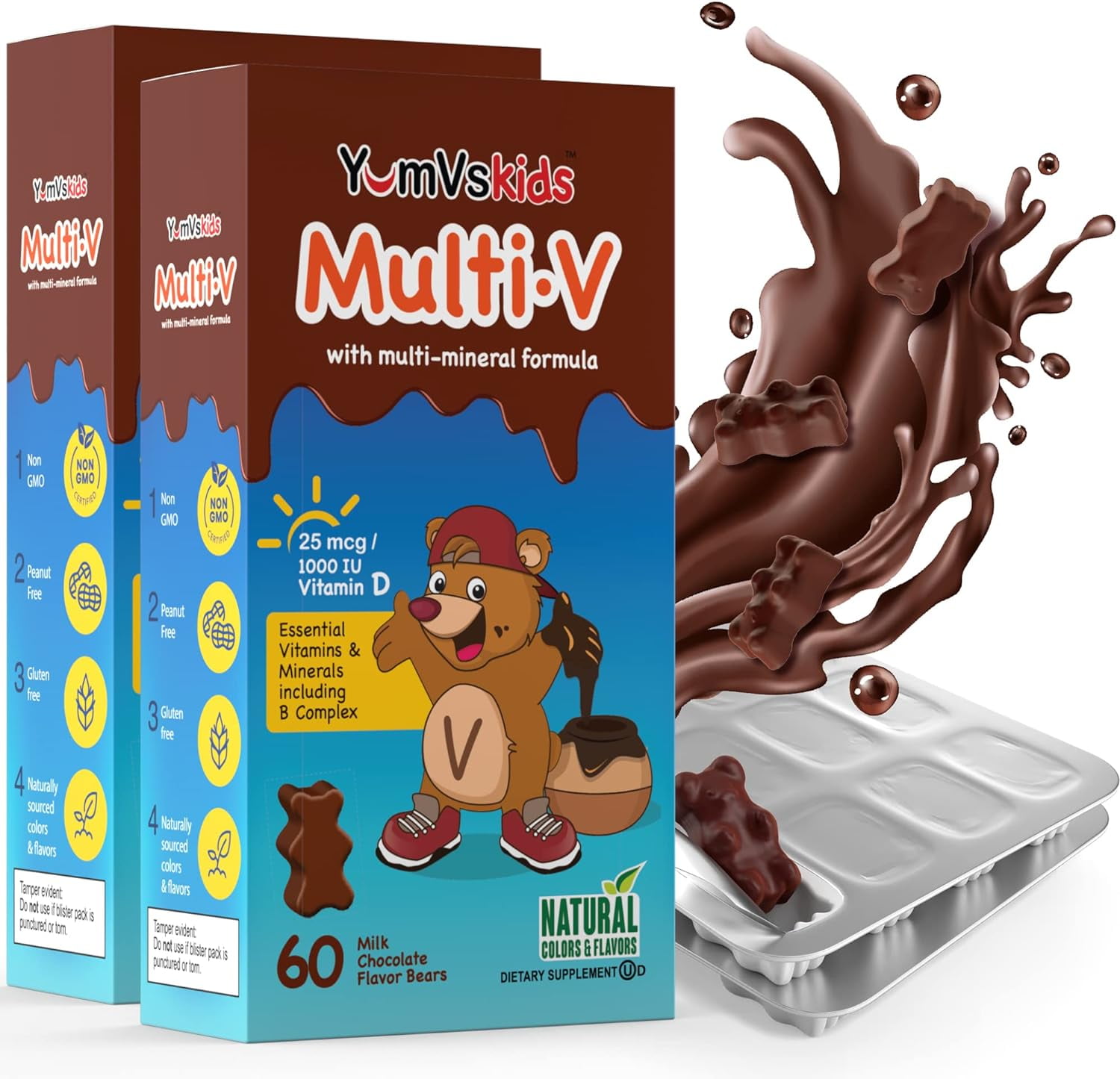 YUM-V'S Chocolate Bears Chewable Multivitamins for Kids with 16 ...