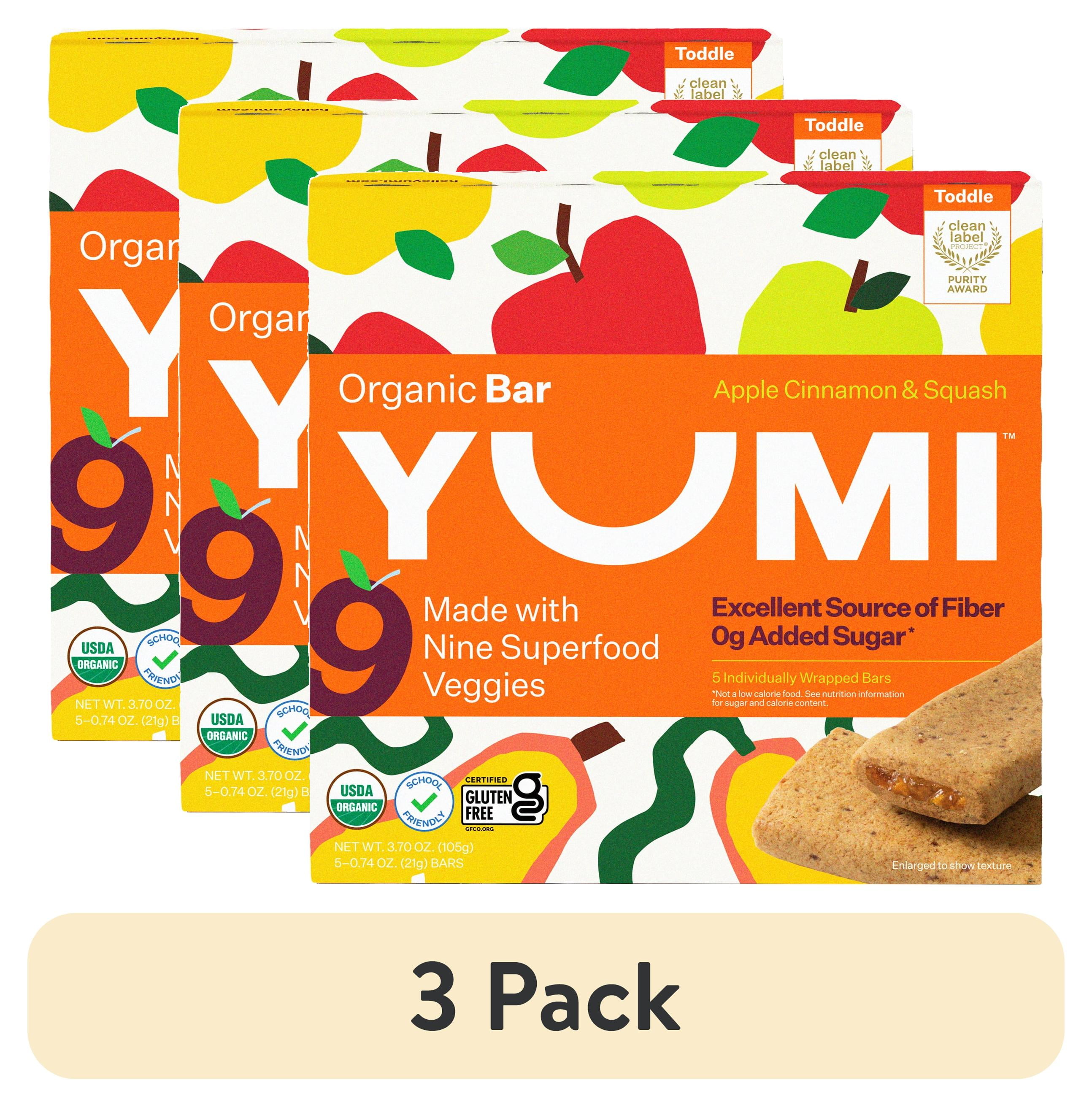 (3 pack) YUMI Organic Apple & Cinnamon Squash Toddler Snack Bars - 3 ...
