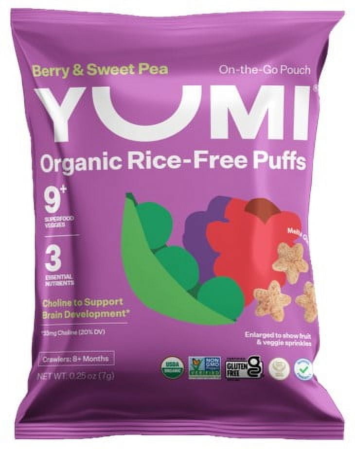 YUMI Organic Berry Sweet Pea Puffs Single Serve - Walmart.com