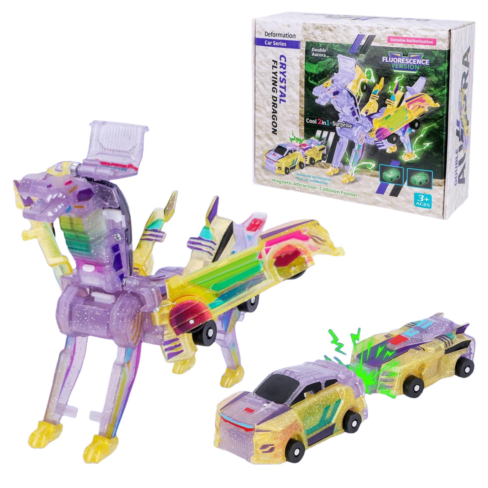 YUN 2 In 1 Transformation Dinosaur Car Toy Collision Robot Cars For ...