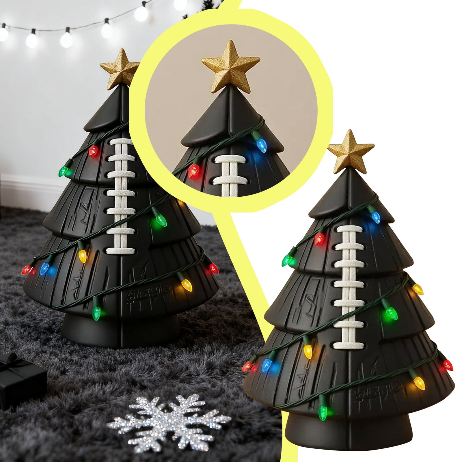 YUN Football Themed Christmas Tree Ornament Detailed Sports Decor With ...