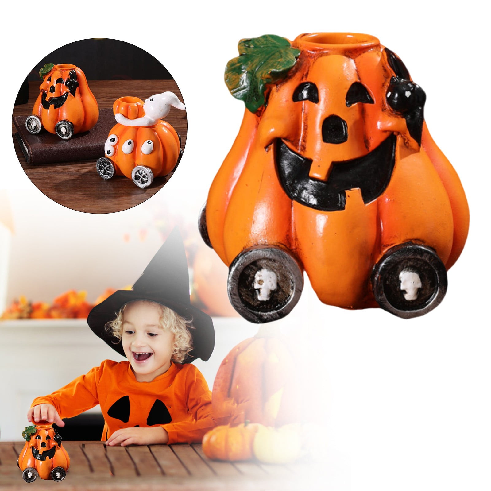 YUN Halloween Resin Decor Set Pumpkin & Tabletop Display For Fall ...