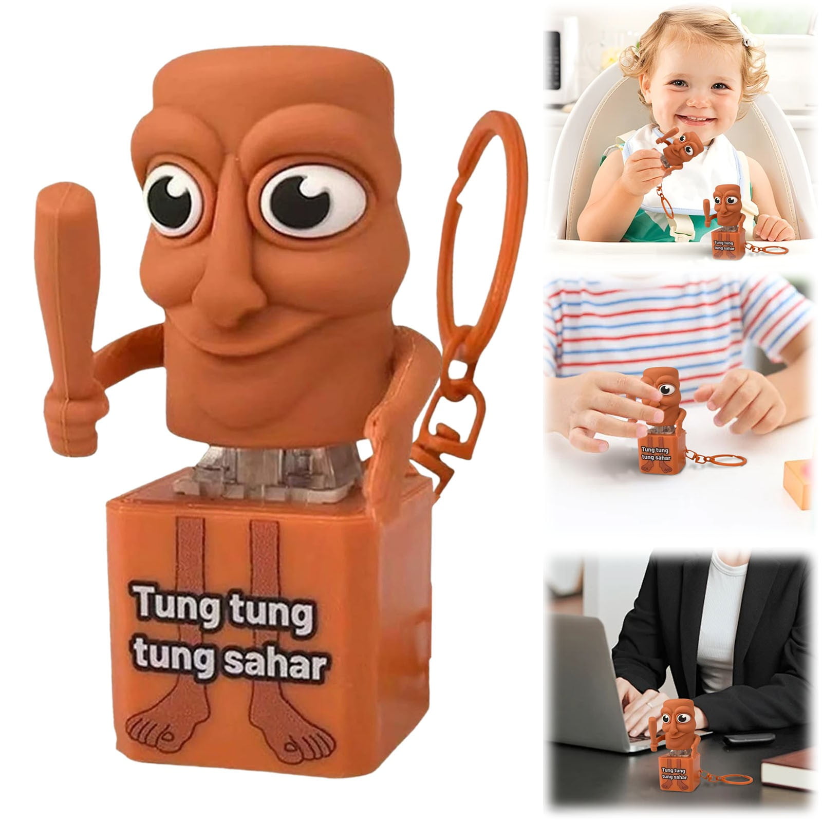 YUN Tung Tung Tung Sahur Keyboard Clicker Keychain With Sound And LED ...