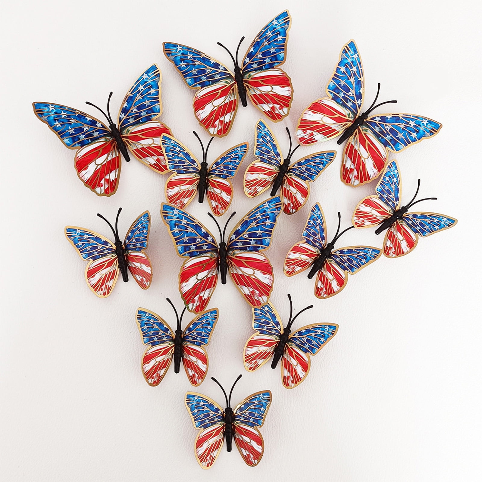 YUNAFFT 3D Butterfly Wall Decor, Fourth of July Independence Patriotic ...