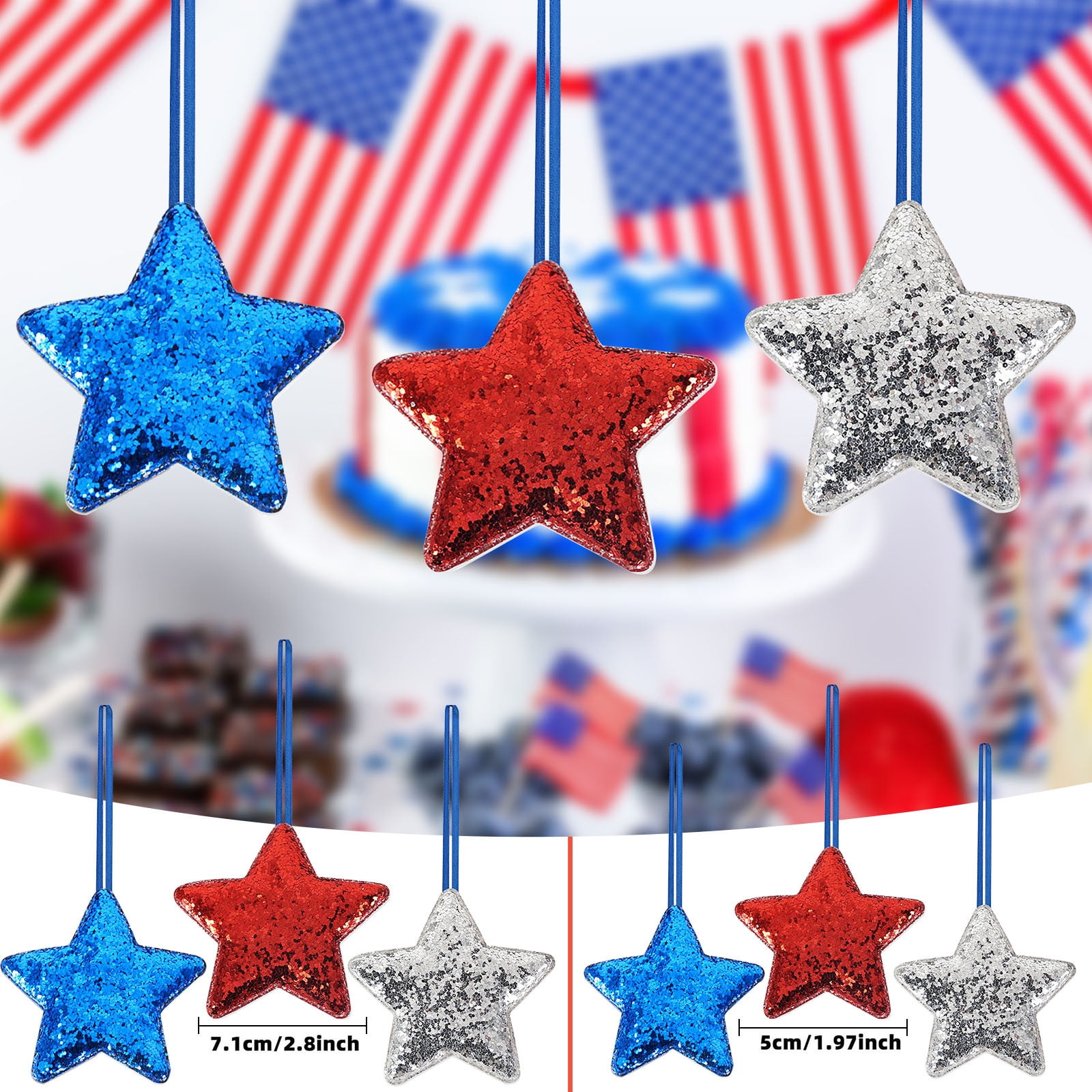 YUNAFFT 4th of July Star Hanging Ornaments Memorial Day Tree ...
