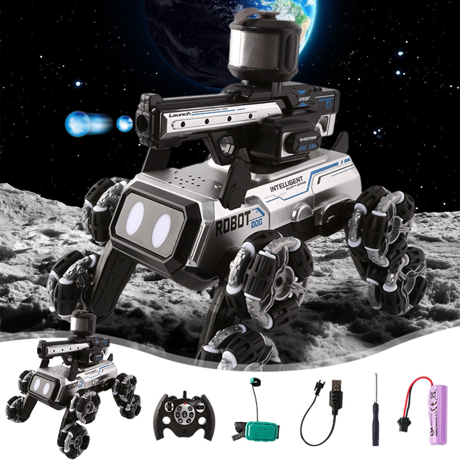 YUNAFFT 8-Wheel Stunt Remote Control Dog Water Ball Fire Intelligent ...