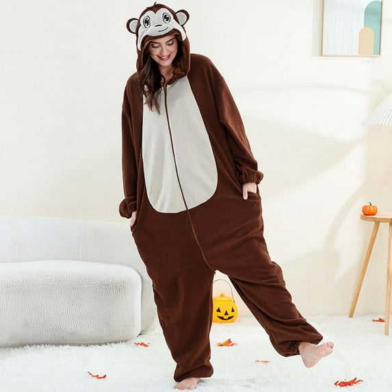 YUNAFFT Adorable Cartoon Animal Design Adult Onesie Pajamas with Plush ...