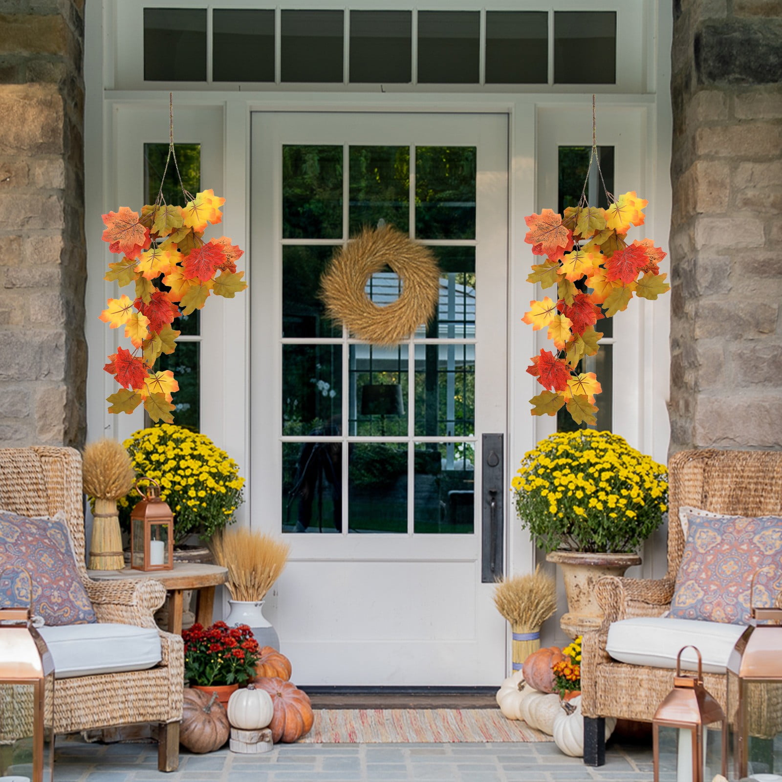 YUNAFFT Artificial Maple Leaves Hanging Plants Fall Leaf Vines, Mix ...