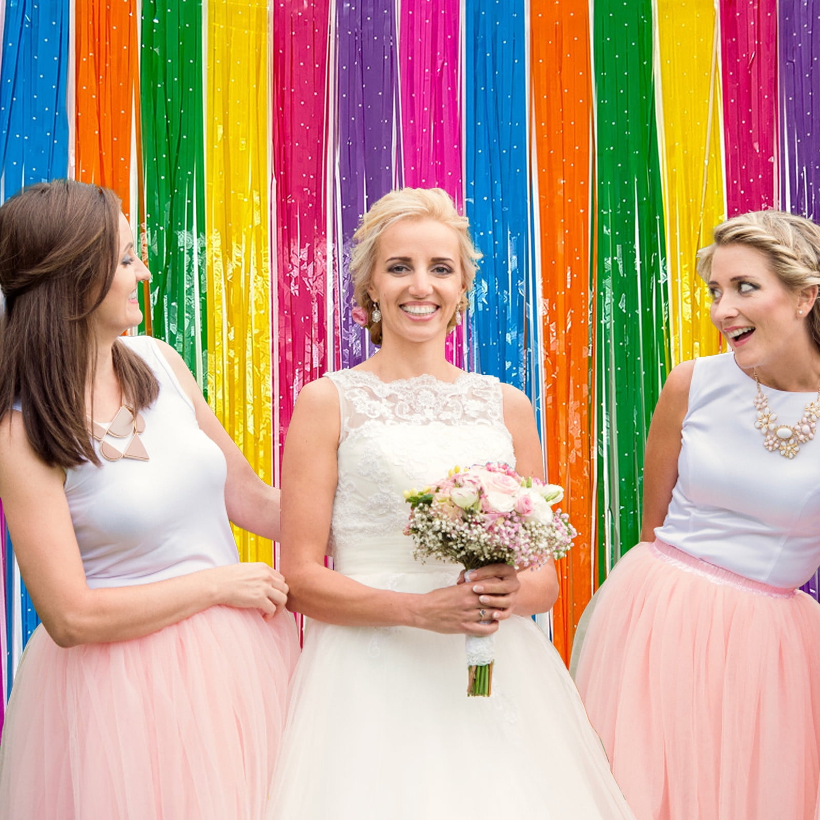 YUNAFFT Colorful Door Streamers,Photo Booth Backdrop Metallic Streamers ...