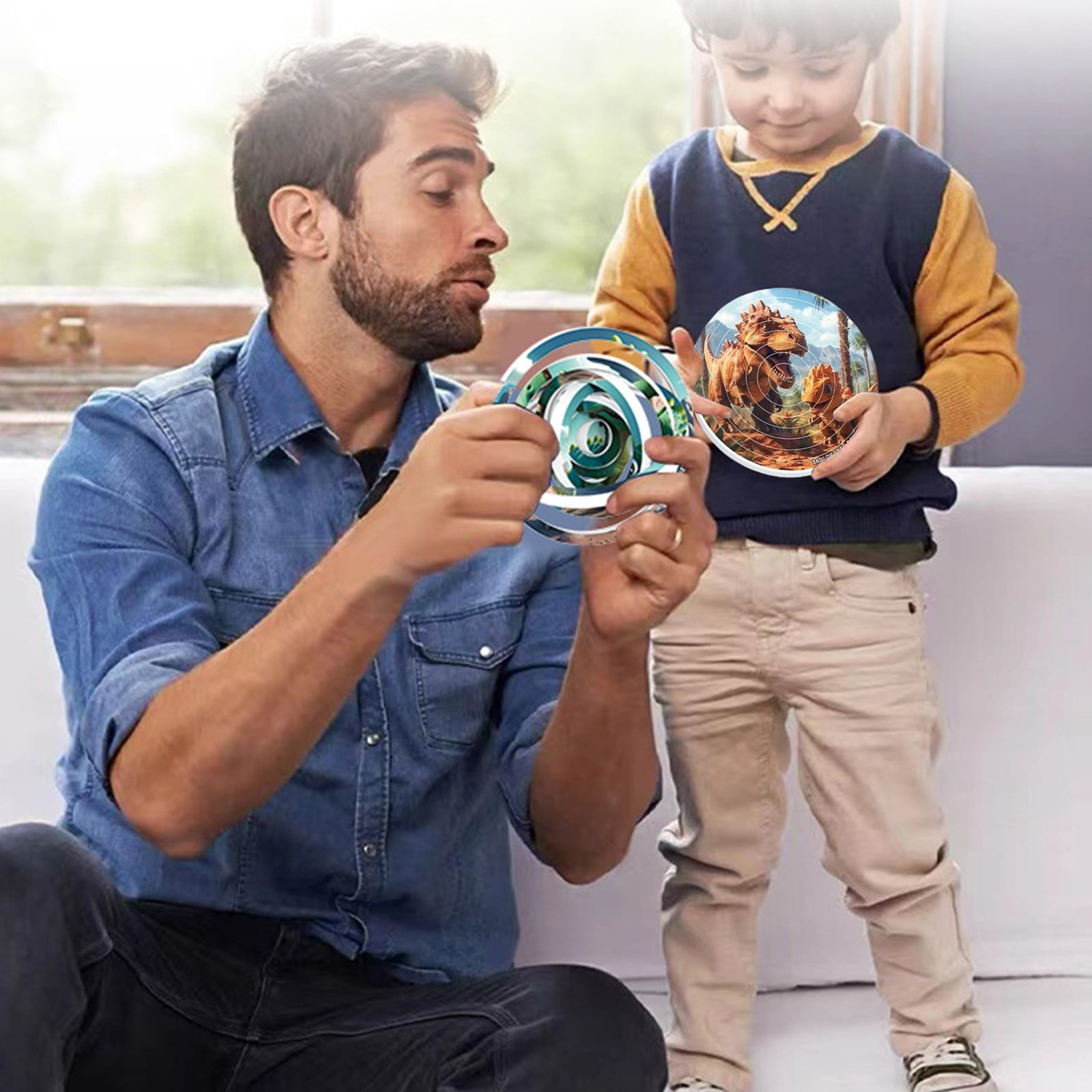 YUNAFFT Dinosaur Spin Flip Puzzle, Brain Teaser Fidget Toy, Great Gift ...