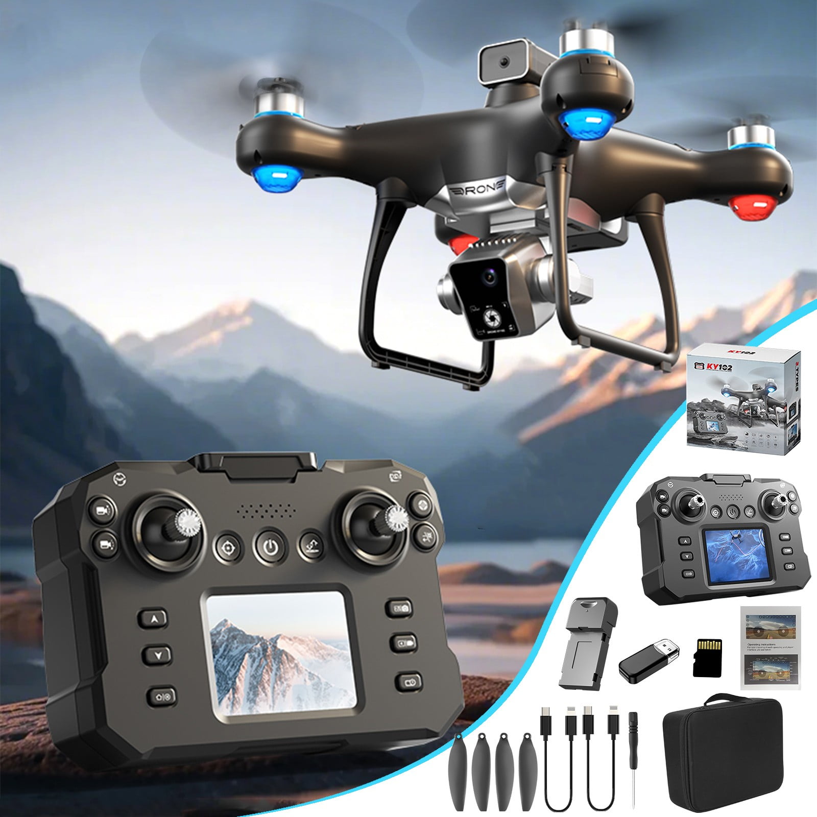 YUNAFFT Drone With 1080P Screen Remote Control Brushless Motor And Cool ...