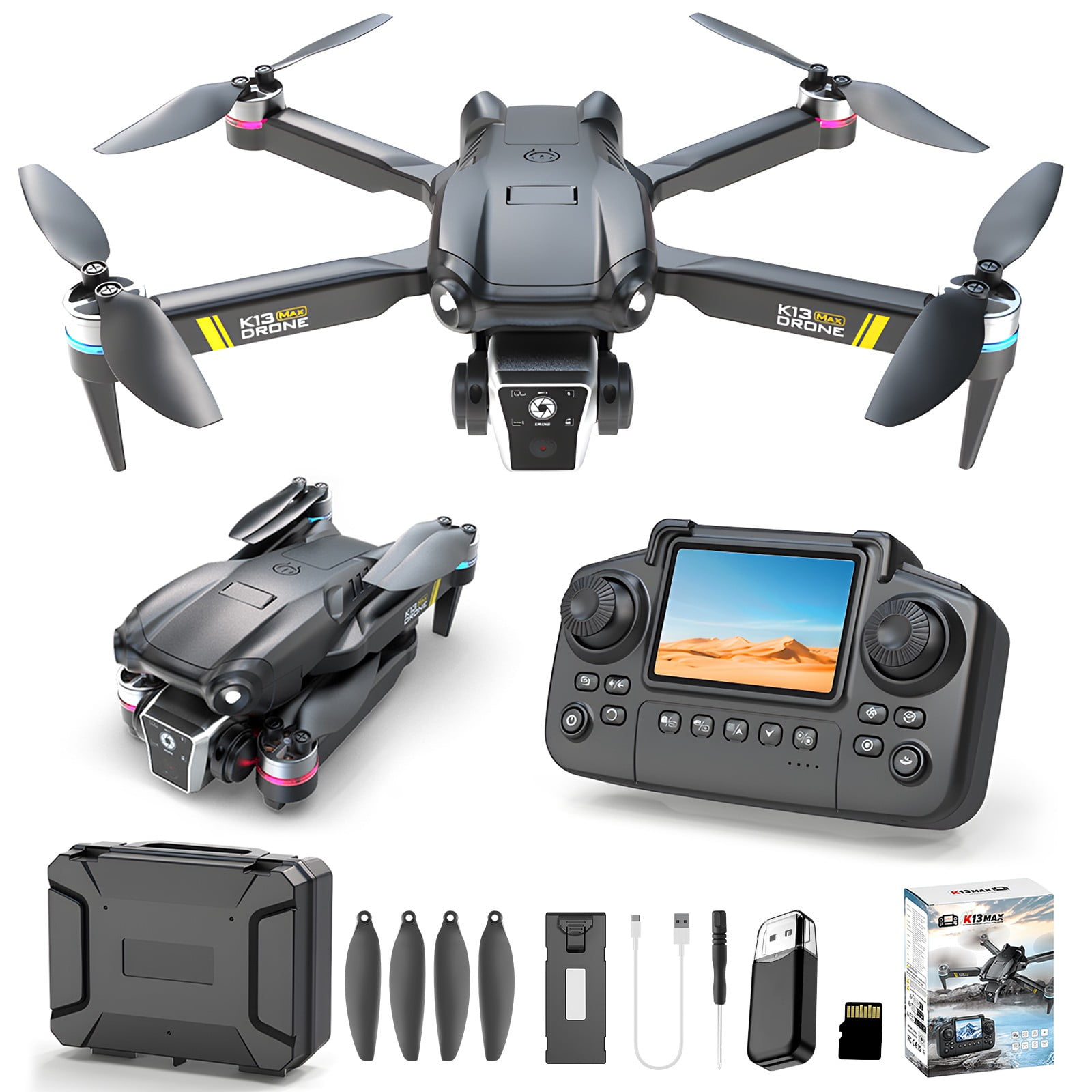 YUNAFFT Drone With 1080P Screen Remote Control Brushless Motor And Cool ...