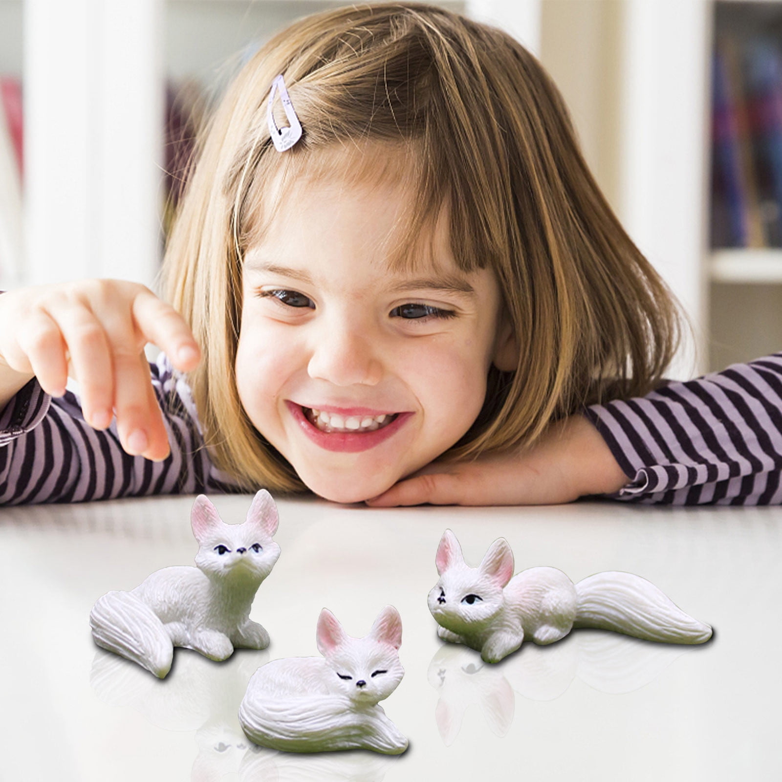 YUNAFFT Fox Figurines Miniature Resin Foxes Statue Tiny Animal Fox ...