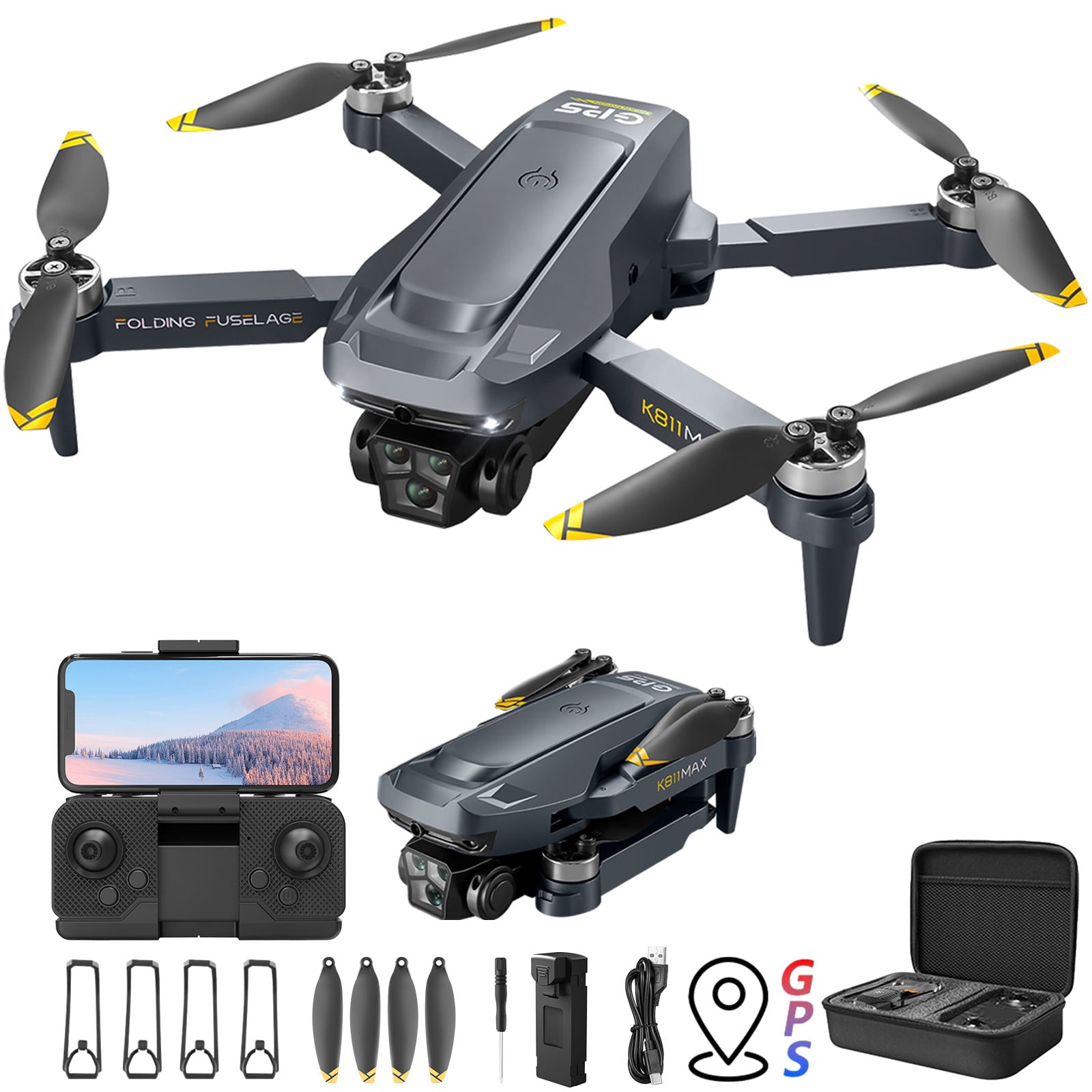 YUNAFFT GPS Drone Brushless Motor Drones 5G RC Quadcopter Altitude Hold Obstacle Avoidance For ...