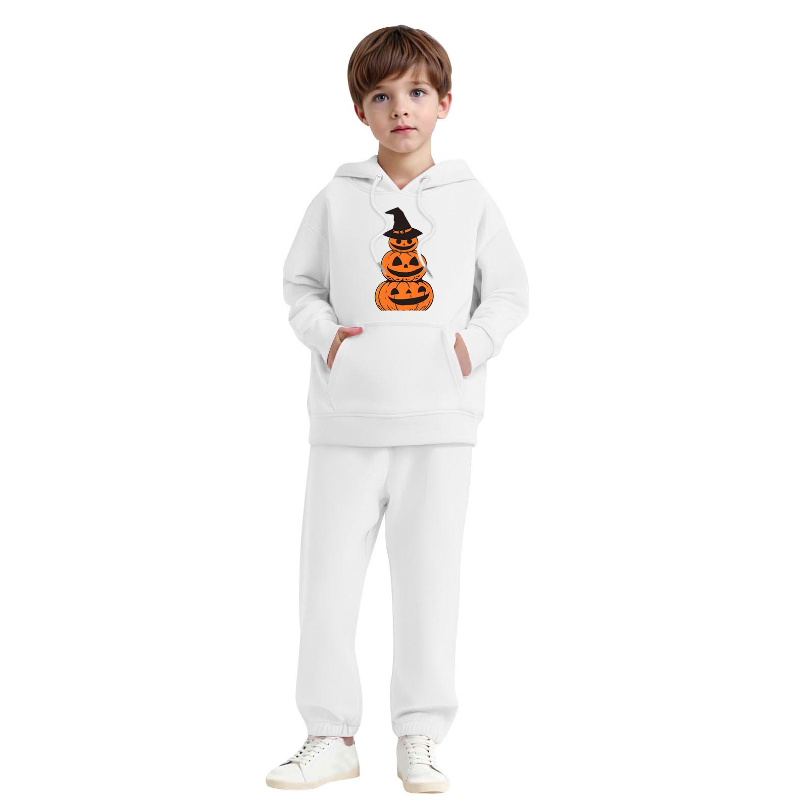 YUNAFFT Kids' Halloween Hoodie & Pants 2-Piece Set - Long Sleeve ...