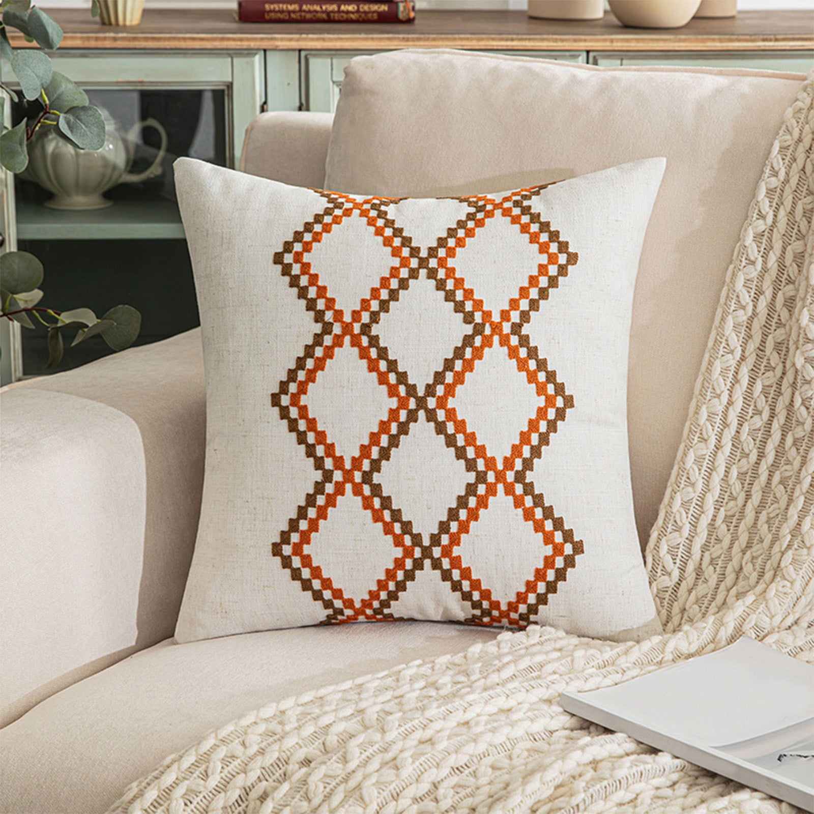 YUNAFFT Modern Boho Throw Pillow Cover, Decorative Pillow Cover for ...