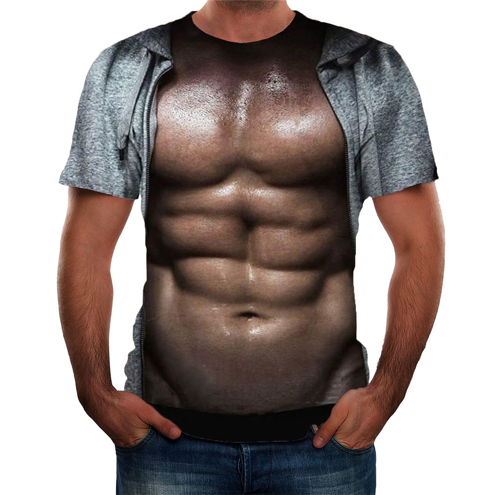 YUNAFFT Muscle Shirts for Men Fashion Men's Fashion Muscular Man Print ...