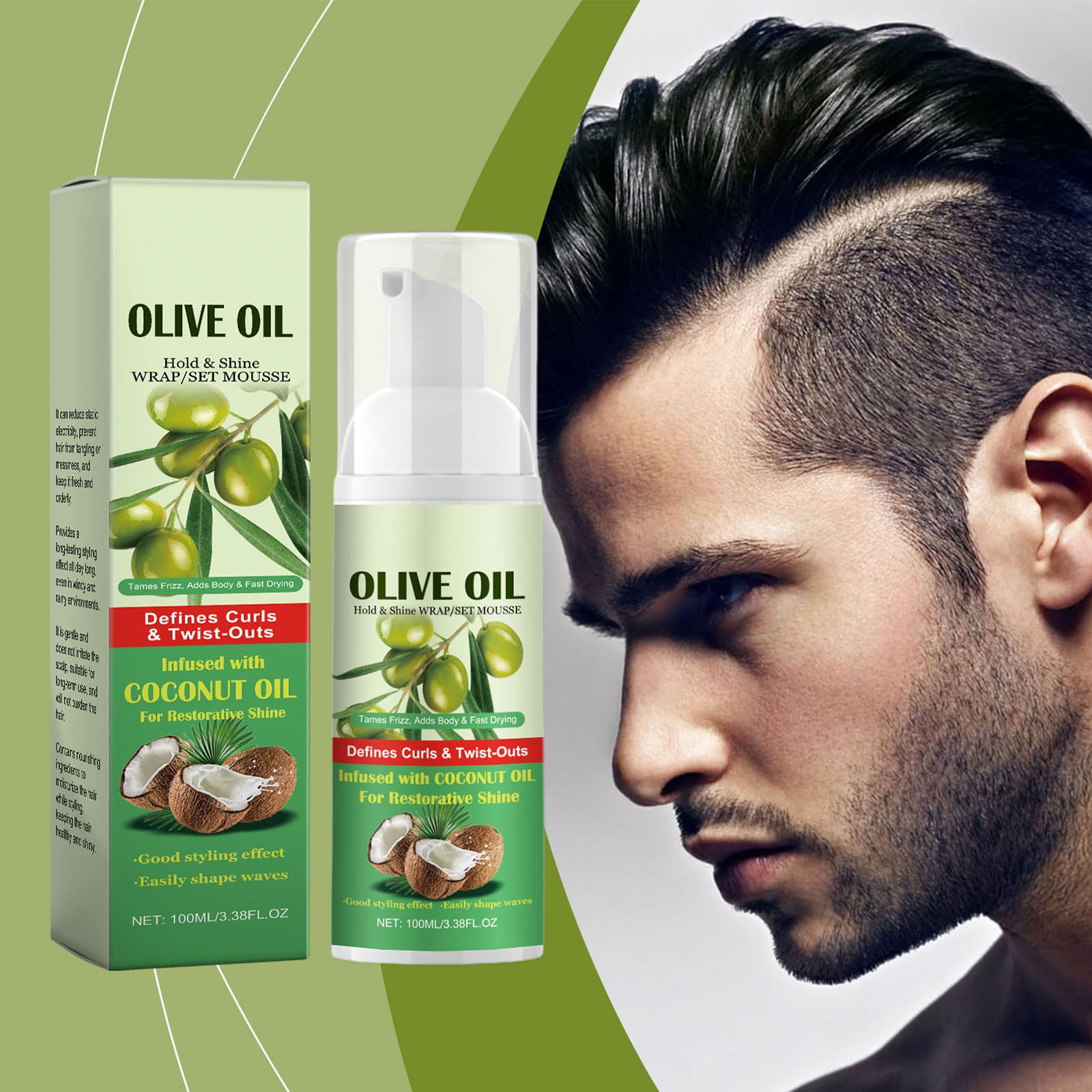 YUNAFFT Olive Oil Hair Hold Mousse,Olive Oil Hair Styling Mousse ...