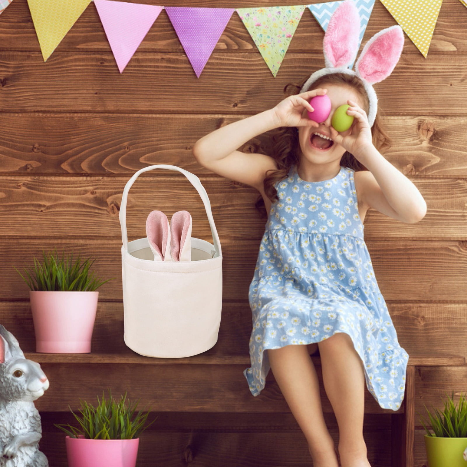 YUNAFFT Personalized Easter Bunny Basket, Easter Baskets for Kids ...