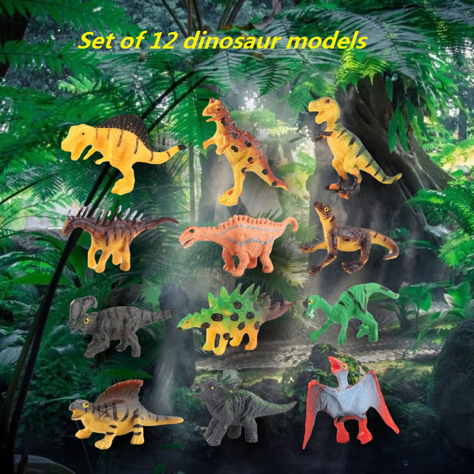 YUNAFFT Plastic Assorted Mini Dinosaur Figures, Little Dinosaur ...