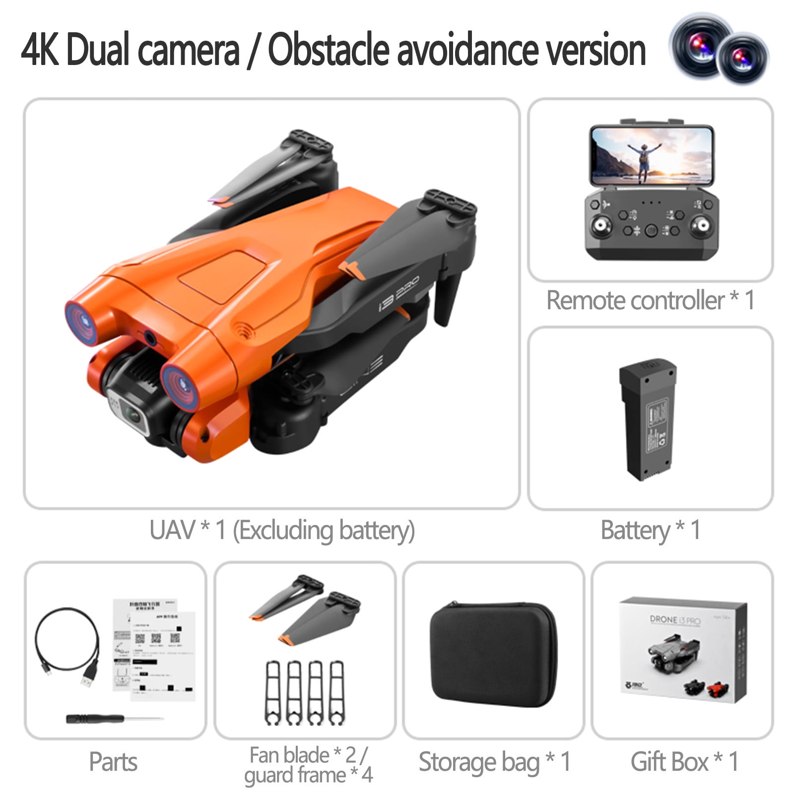 YUNAFFT Pro Drone 4K High-Definition Aerial Photography Optical Flow ...
