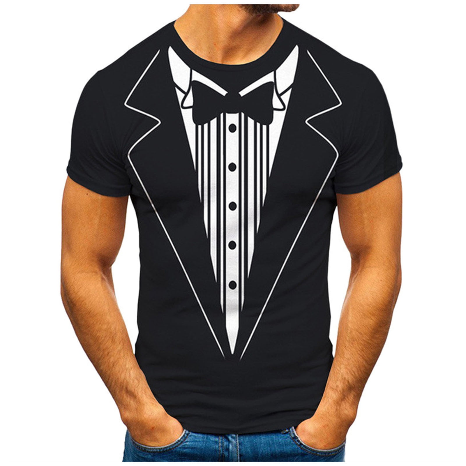 YUNAFFT Shirts for Men Clearance Men Fashion Casual 3D Digital Printing ...