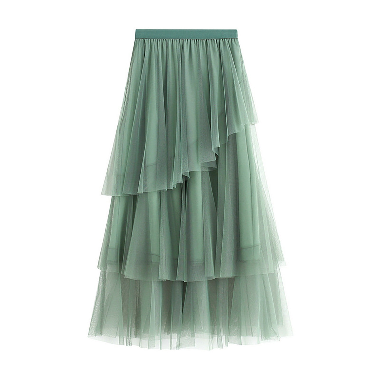 Babysbule Skirt for Women Plus Size Women's Solid Color Irregular Mesh ...