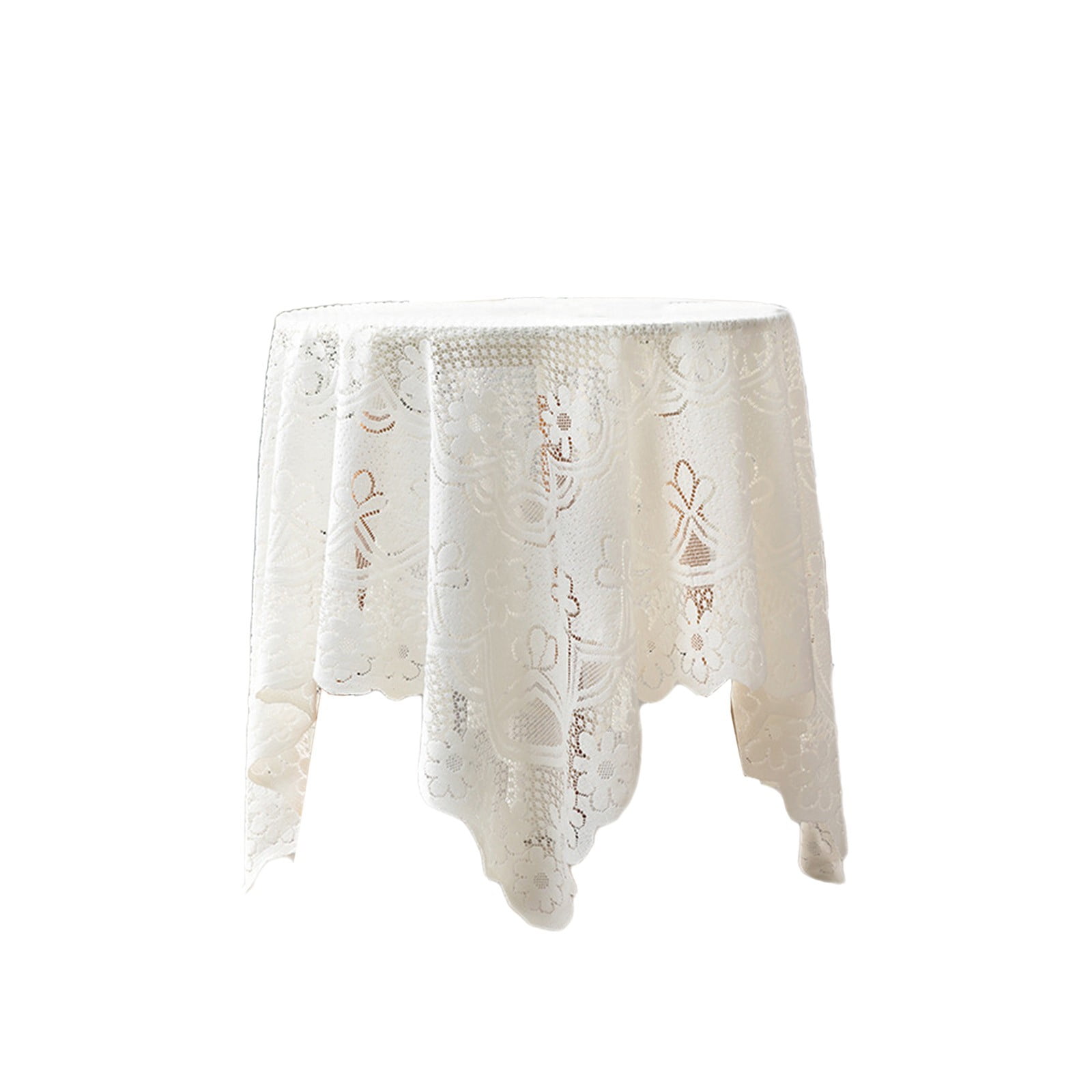 YUNAFFT Square Small Table Cloth - Ivory Crochet Tablecloth for Round ...