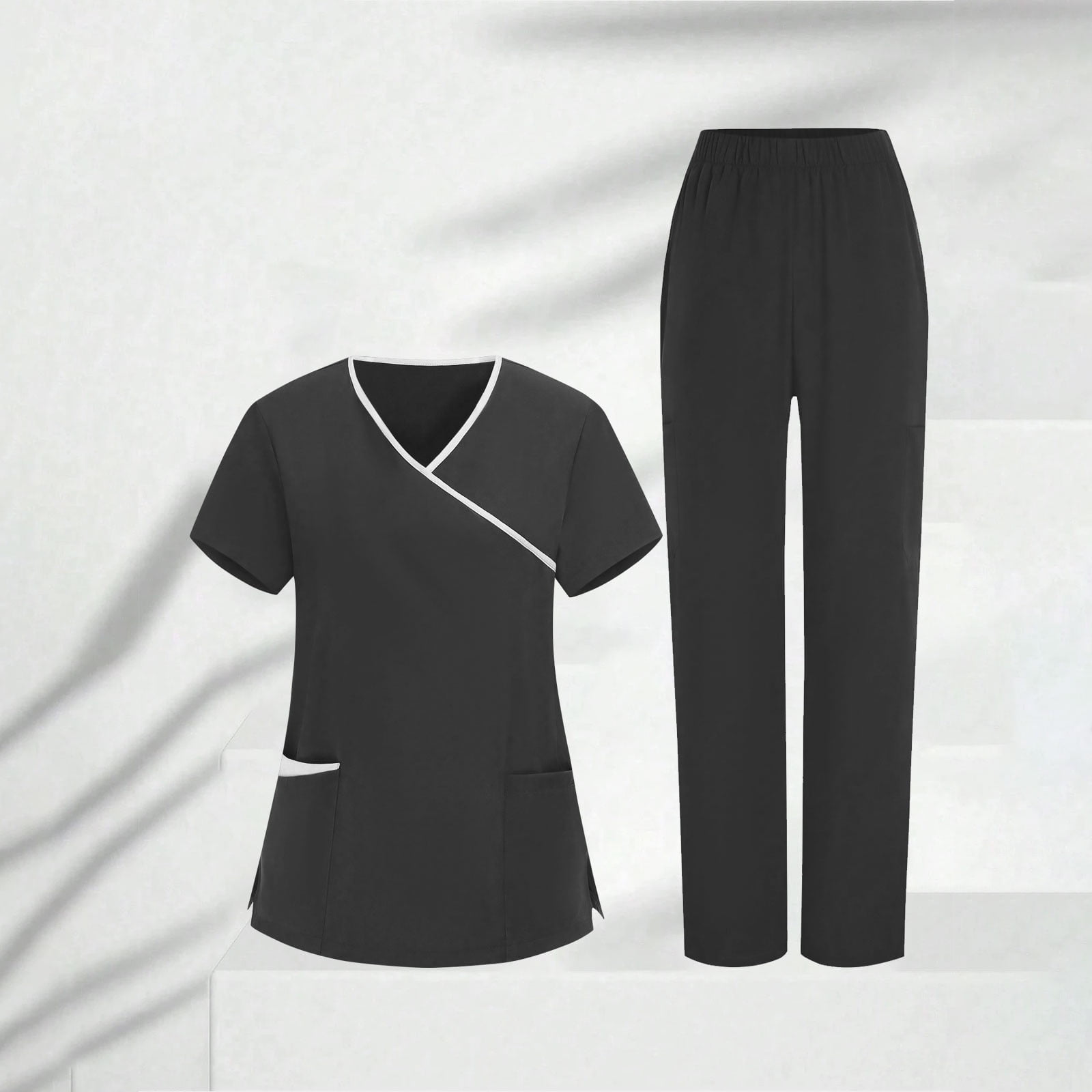 YUNAFFT Stretch Medical Scrubs Uniform Set with Protective Design for ...