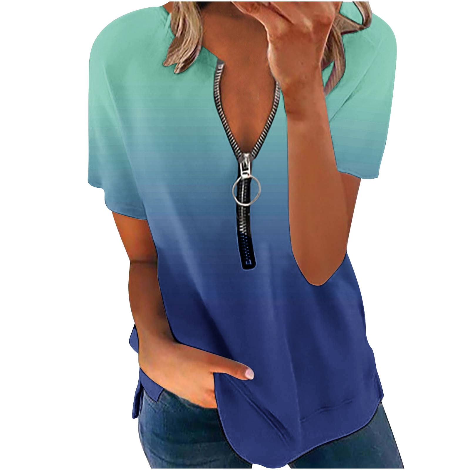Yunafft Summer Womens Tops Short Sleeve Womens V Neck Casual Floral