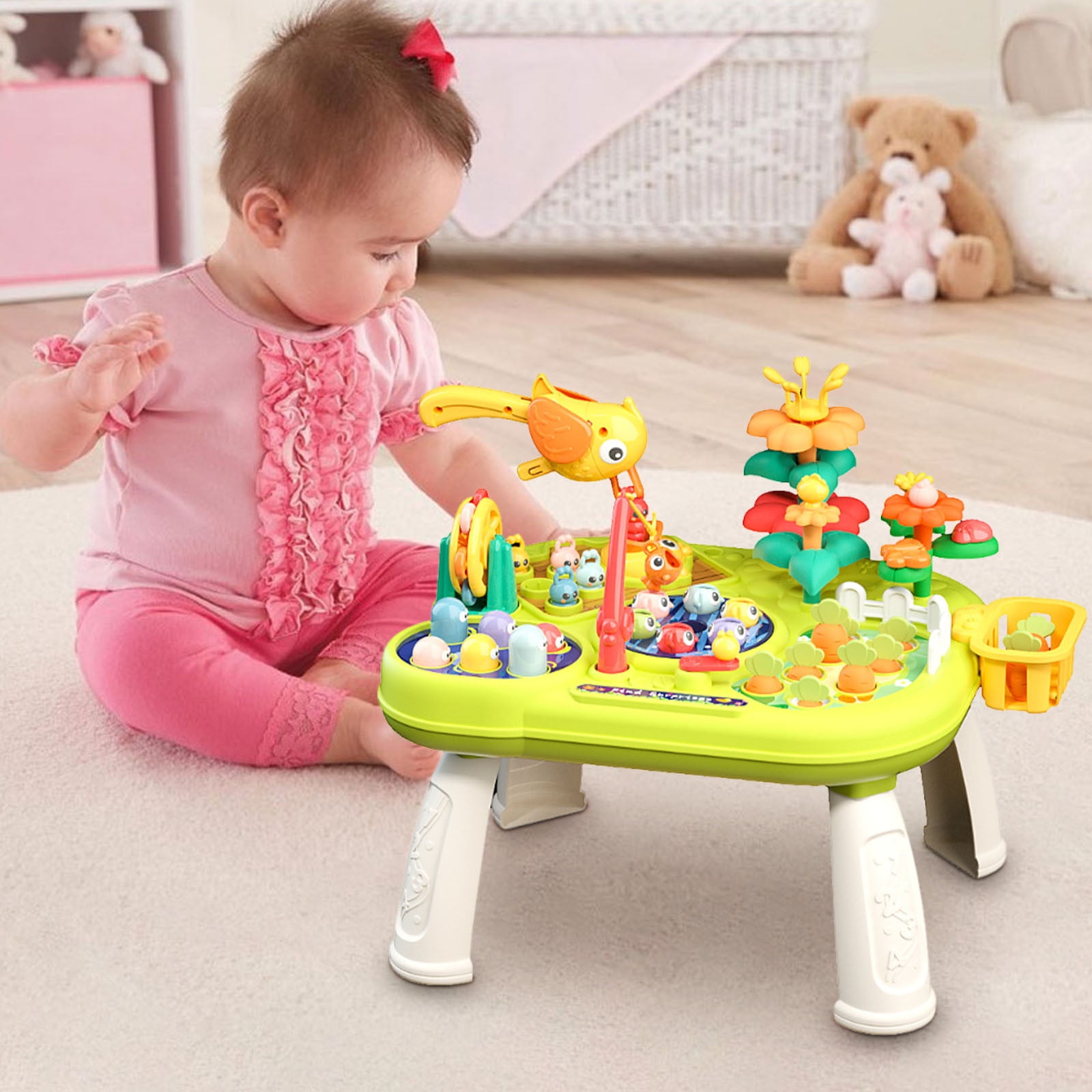 YUNAFFT Toddler Activity Table Toys, 6 in 1 Farmland Educational Early ...