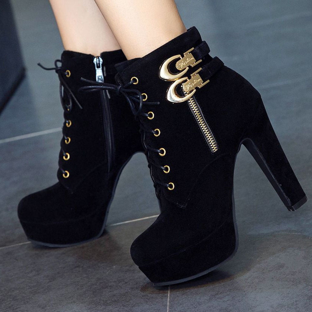 Babysbule Women's Boot Fashion Women's Fashion Square Heel Shoes ...