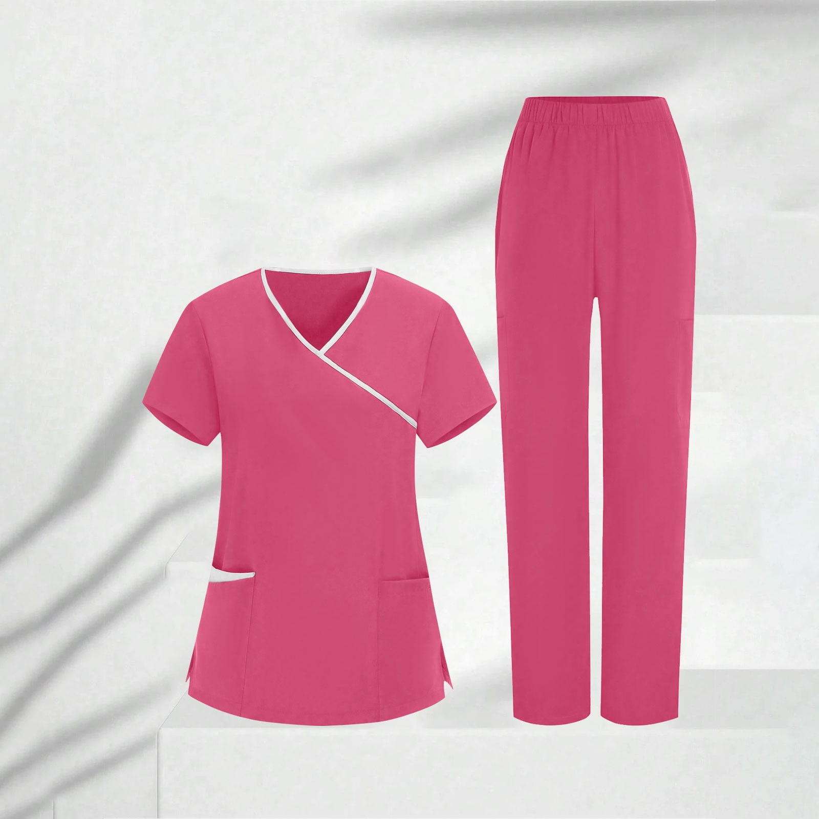 YUNAFFT Women's Four-Way Stretch Medical Scrubs Uniform Set for Nurses ...