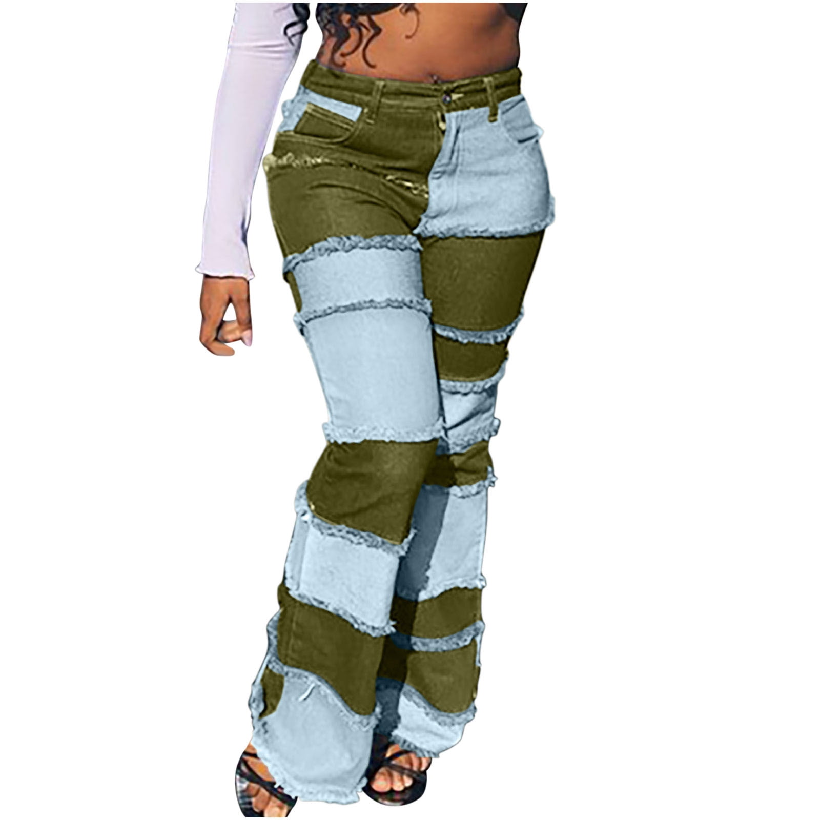 Babysbule Womens Jeans Solid Color Fashion Women's Tight Fashion Color ...