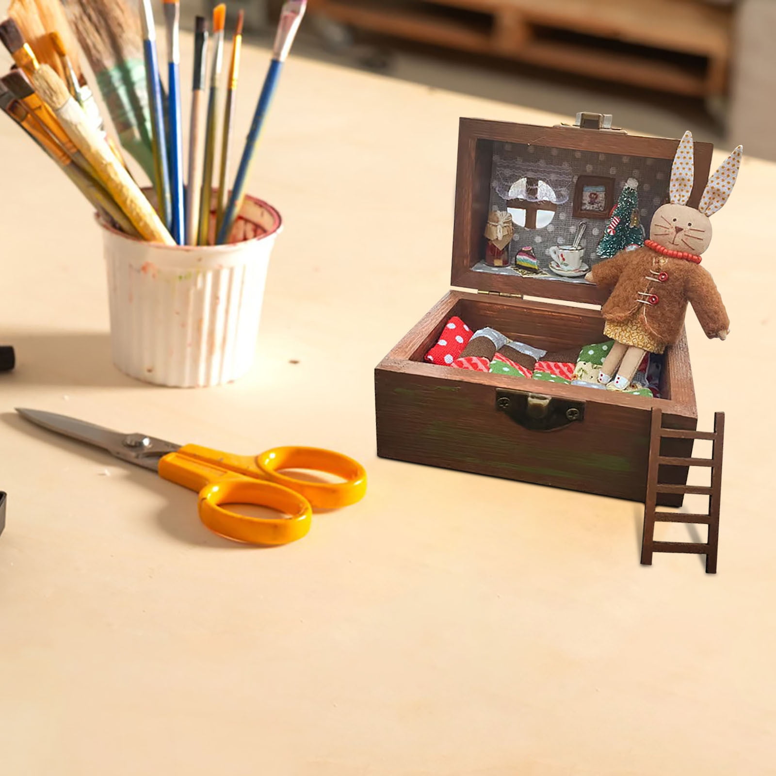 YUNAFFT Wooden Miniature Doll House - Handmade Miniature Pet Doll House ...