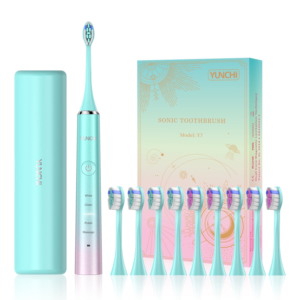 YUNCHI Y7 Sonic Electric Toothbrush, 5 Modes, Easy Refill, Pro Clean ...