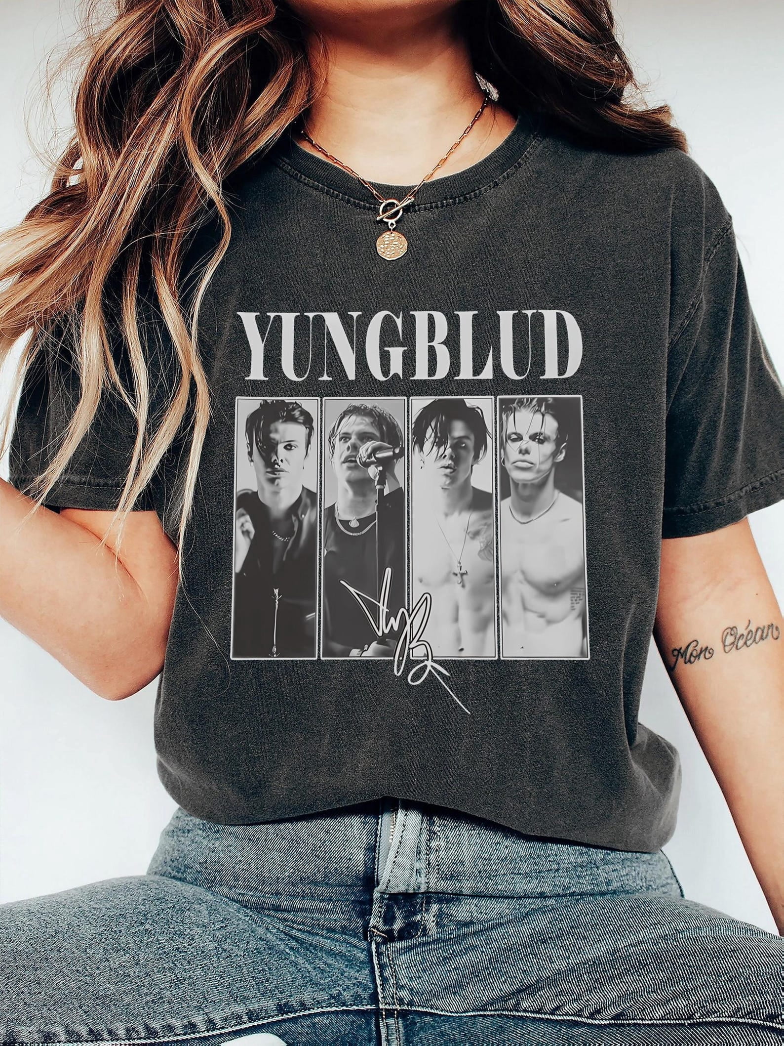 YUNG.BLUD Graphic T-Shirt Women, Retro Music Fan Tee, Concert Outfit ...