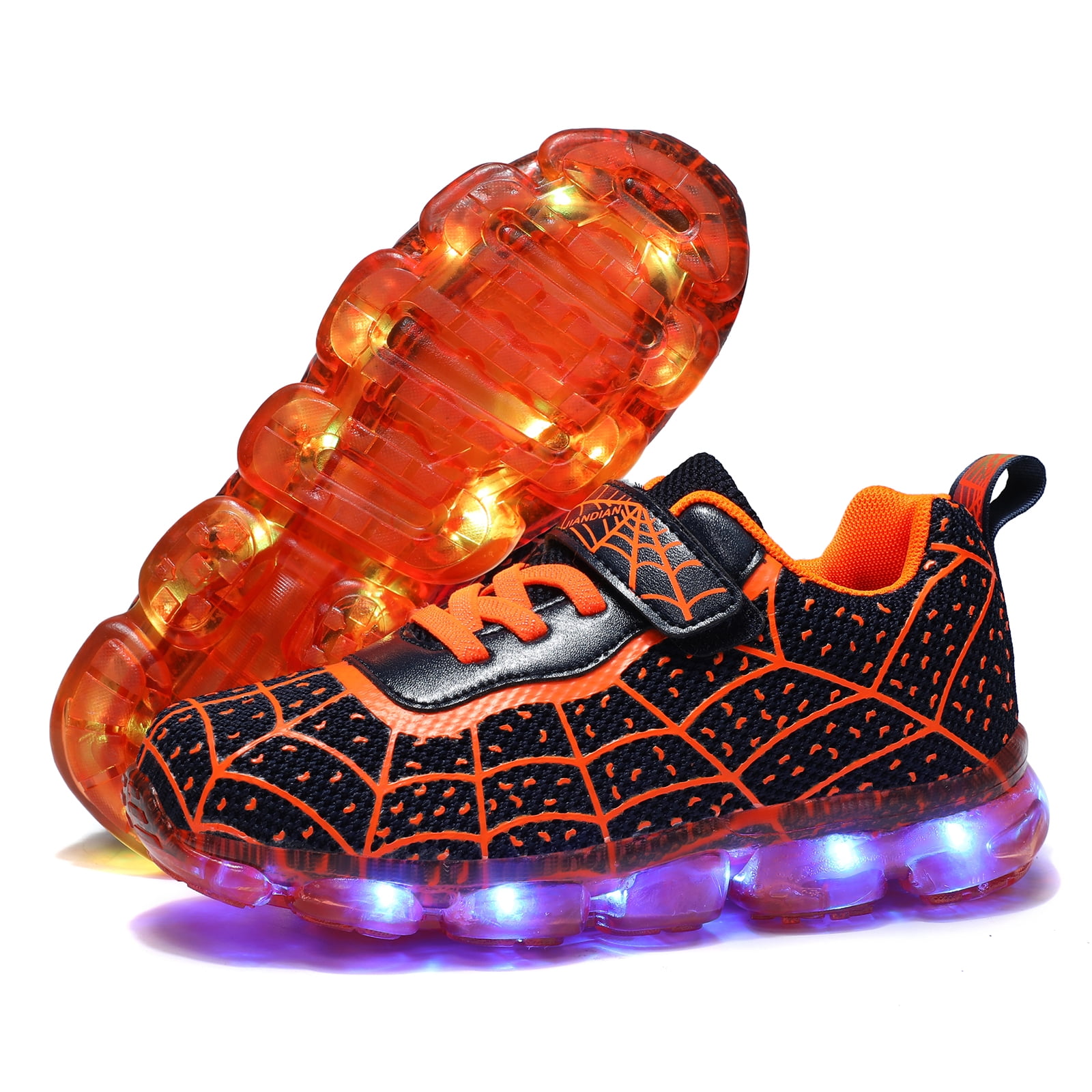 YUNICUS Kids Light Up Shoes Led Flash Sneakers with Spider Upper USB ...