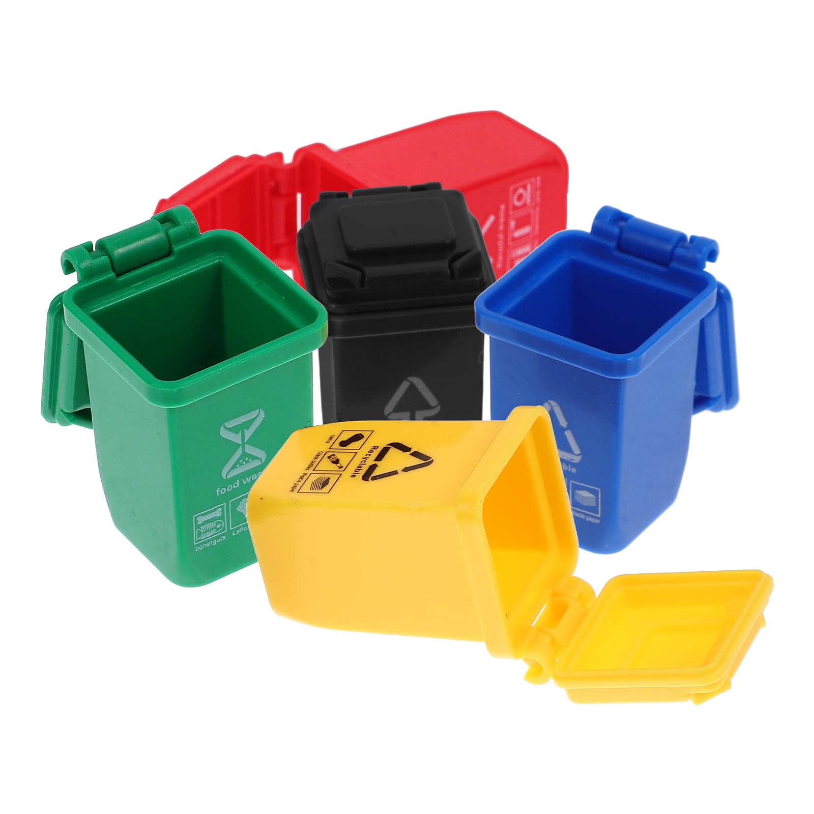 YUNLIGHTS Set of 5 Mini Trash Bins for Kids, Small Lifelike Desktop ...