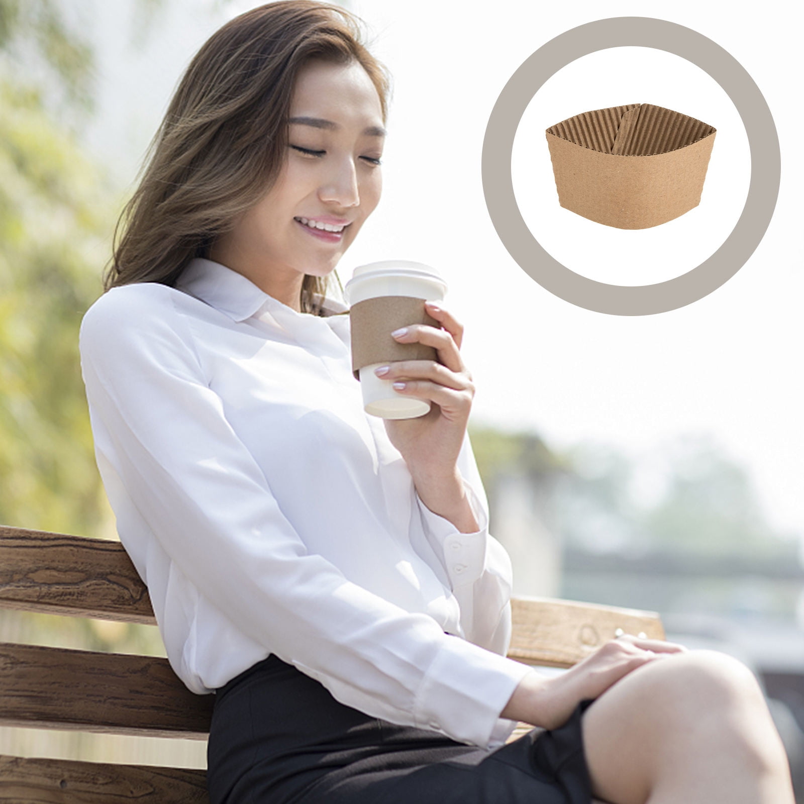 YUNLIGHTS 50Pcs Heat Resistant Cup Sleeve Coffee Cup Sleeves Khaki ...